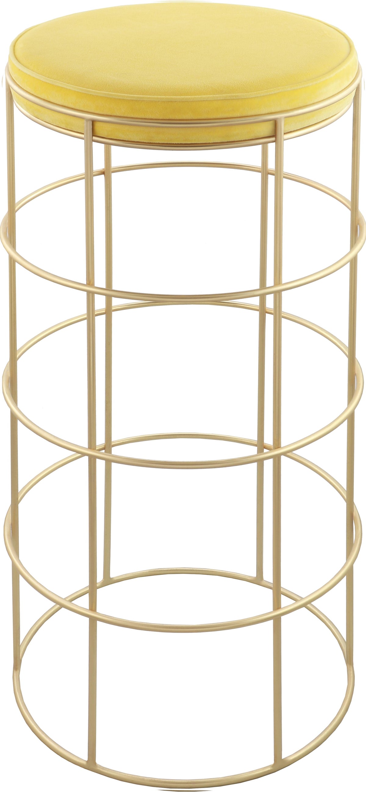 Rebar Yellow Velvet Bar Stool